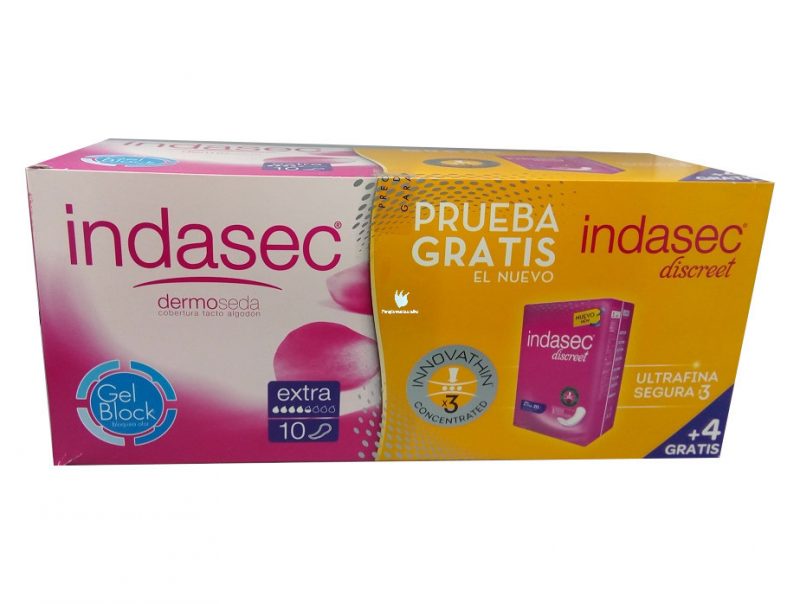Compresas Indasec Maxi 10 unidades + Regalo de 4 unid Maxi Discreet ...